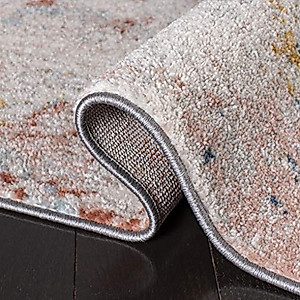 SAFAVIEH Tulum Collection 5'3" x 7'6" Ivory / Pink TUL207A Modern Abstract Non-Shedding Living Room Bedroom Dining Home Office Area Rug