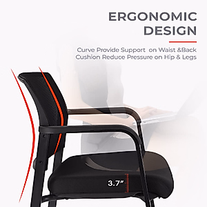 CLATINA Mesh Back Guest Reception Arm Chairs with Wheels, Waiting Room Chairs with Upholstered Fabric Seat and Ergonomic Lumbar Support for Office Conference School Church Black