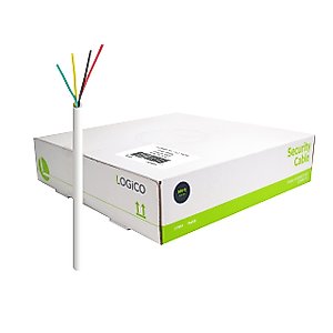 LOGICO Security Wire Burglar Alarm 22/4 Cable 500FT Solid White 500' Speaker Cable