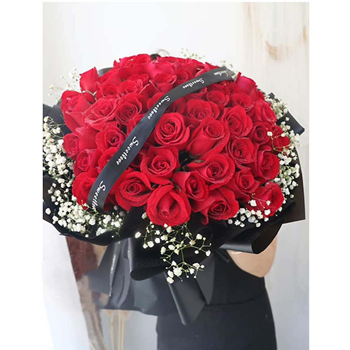 XICHEN 20 Sheets/Korean style waterproof Colors Flower Wrapping Paper,Florist Bouquet Paper,DIY Crafts,gift wrapping paper ouya paper58 x 58cm/22.8x 22.8 inch (Black)