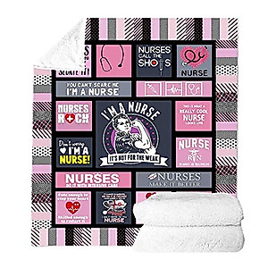 Ultra Soft Nurse Theme Blanket Microfiber Plush Sherpa Blanket Gifts for Women Nurses Warm Cozy Fuzzy Throw Blanket for Bed and Couch (Style5, 130cm x 150cm(51'' x 59''))