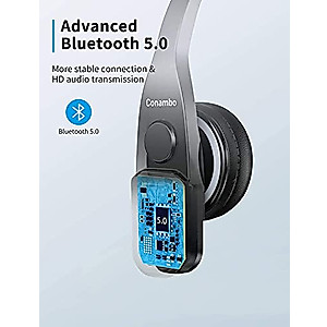 Conambo Trucker Bluetooth Headset 5.0 with Microphone Noise Cancelling Wireless Phone Headset 22Hrs Talktime Mute Button Bluetooth Headphones for Cell Phones Business Home Office Trucker