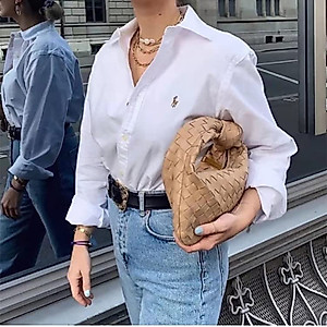 Handmade Woven Pu Leather Handbag, Hobo Bags For Women, Fashion Woven Design Clutch Bag Beige Shoulder Bag