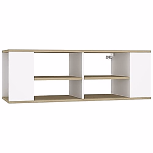 SLGSDMJ Bedroom, Living Room Storage Unit, Modern Entertainment Center Media Rack, Suitable for Living Room, Bedroom, Office, etc. Wall-Mounted TV Cabinet White and Sonoma Oak 40.2"x14"x14" Chipboard