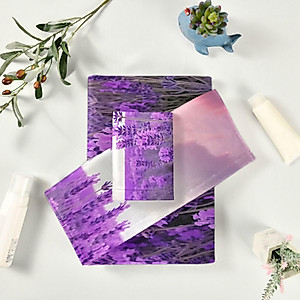 Flradish Lavender Flower Towels 3 Pack Bath Towels for Bathroom Set Soft Cotton Highly Absorbent Lightweight & Quickdry Towel Set 1 Bath Towel,1 Hand Towel,1 Washclothe