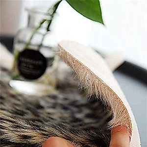 Leopard Print Area Rug - Faux Fur Non-Slip Cheetah Rug Small Accent Distressed Animal Print Hide Rugs Floor Carpet for Door Mat Entryway Bedrooms Laundry Room Decor (3.3x2.95Ft, Leopard)