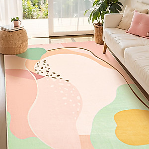 tchdio-Pink Rug-Soft Rugs for Living Room-Washable Rugs 8x10-No Slip Rugs for Bedroom Girl,Nursery,Dorm,Kids Room,Living Room,PlayRoom-Pink Carpet