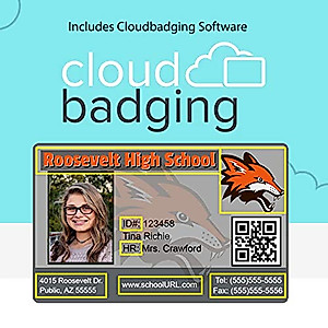 Fargo DTC1250e Complete ID Card Printer Bundle, PVC Cards, Cloudbadging Software for (50605) Single Sided Card Printing Machine