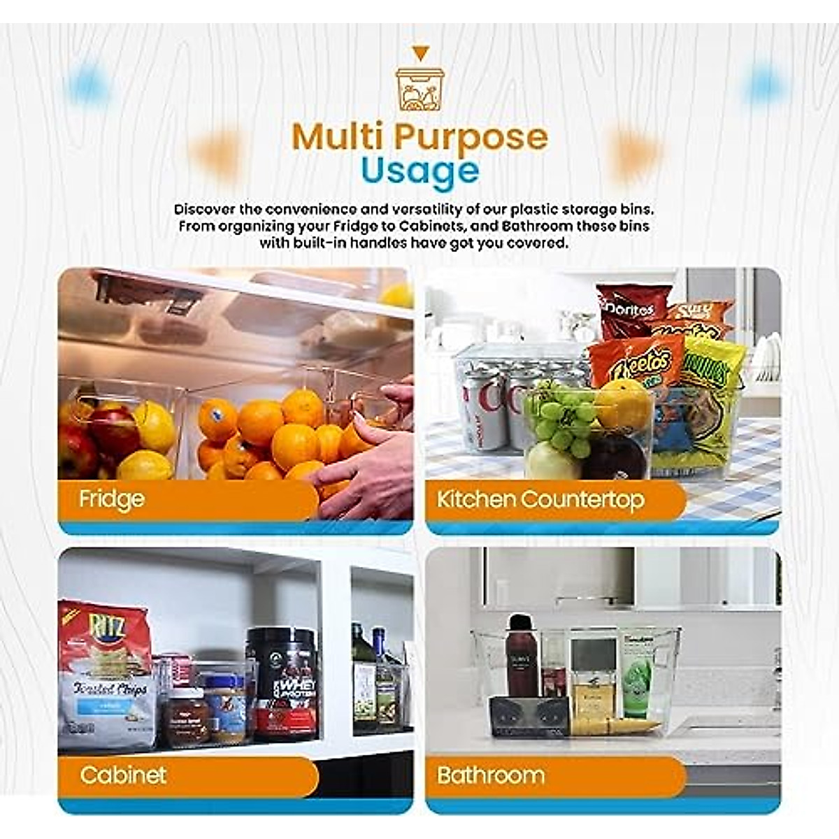 Refrigerator Organizer with Clear Plastic Storage Cabinet, BPA Free, Multi-Size Saves Space. (9.8x3.5x5.9inches)