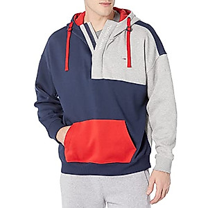 Tommy Hilfiger Men's Adaptive Colorblock Hoodie with Zipper Closure, Cobalt Sapphire