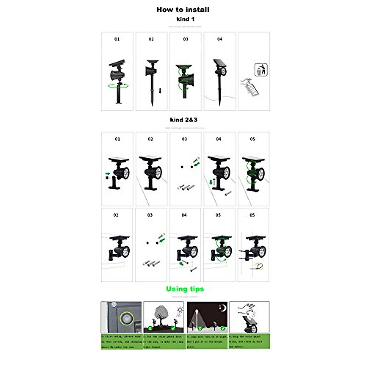 Suneng Power Solar Spot Lights Outdoor Color Change Remote Control Landscape Tree Spotlights Waterproof Security LED for Garden Lawn Yard Step Walkway Pathway Auto on/Off