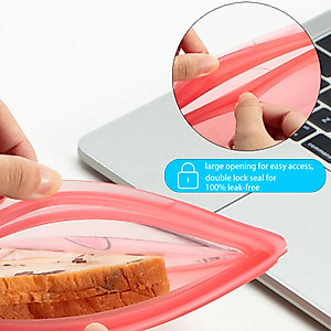 LILY & EDITH Reusable Silicone Bag for Snack/Lunch - Leakproof, Airtight, Dishwasher & Microwave & Freezer Safe, Sous Vide, Lightweight, Portable, Multi-functional (White Penguin, 800ml)