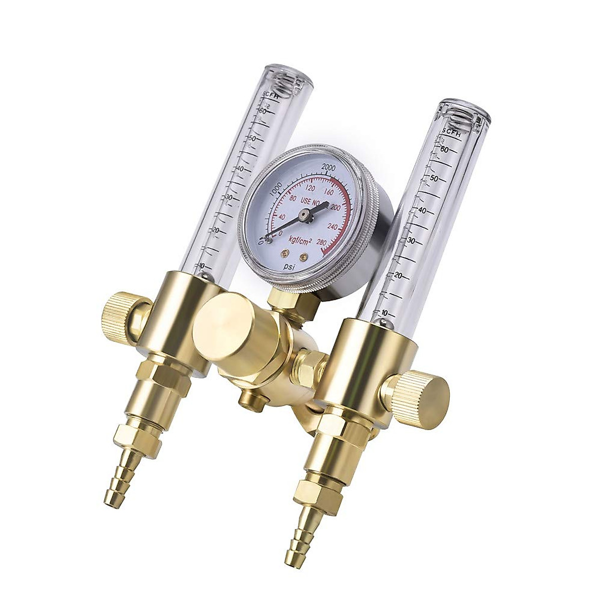 EZYOU Dual Output Argon MIG TIG Flow Meter & Regulator 0-60CFH CGA580 Inlet 5/"8 UNF-18RH Outlet