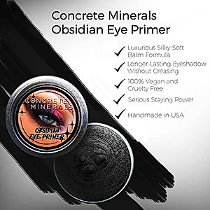 Concrete Minerals Eye Primer, Luxurious Silky-Soft Balm Formula, Longer-Lasting With No Creasing, Black Finish, 100% Vegan and Cruelty Free, Handmade in USA, 10 Grams (Obsidian)