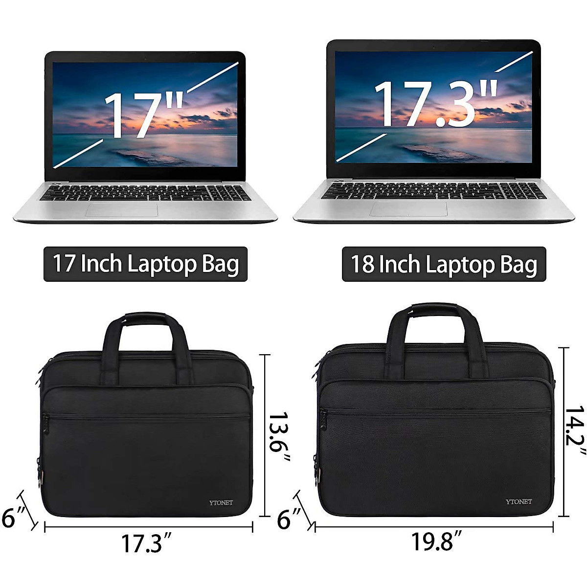 17 inch Laptop Bag, Travel Briefcase with Organizer, Expandable Large Hybrid Shoulder Bag, Water Resistant Business Messenger Briefcases Computer Bag for Men and Women Fits 17 15.6 Inch Laptop, Black