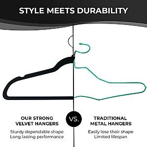 LA PRIME Premium Black Velvet Hangers 50 Pack, 360 Degree Rotating Hook, Space Saving, Heavy Duty, Non Slip, No Hanger Marks, Coat Hanger for Closet, Clothes Hangers, Ganchos para Colgar Ropa