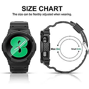 VeveXiao Rugged Case Band for Samsung Galaxy Watch 4 Classic 46mm Band with Bumper Accessories, Galaxy Watch 4 Classic 42mm Replacement Strap for Men Women, Galaxy Watch 4 Classic 46mm, black