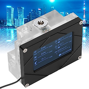 Zunate Water Cooling Temperature Meter, G1/4 Water Cooling Meter Indicator with Digital Screen, Meter Indicator for PC Water Cooling System Waterflow Temperature Monitoring