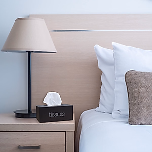 AuldHome Design Rectangular Tissue Box Cover (Black), Modern Farmhouse Style Enamelware Oblong Tissue Cover Holder