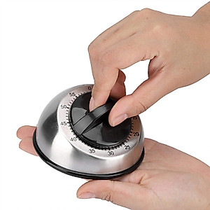 Kitchen Timer, Dome Stainless Steel Shape Time Reminde Tools 60 Minutes Countdown Alarm Clock for Home Kitchen Cooking