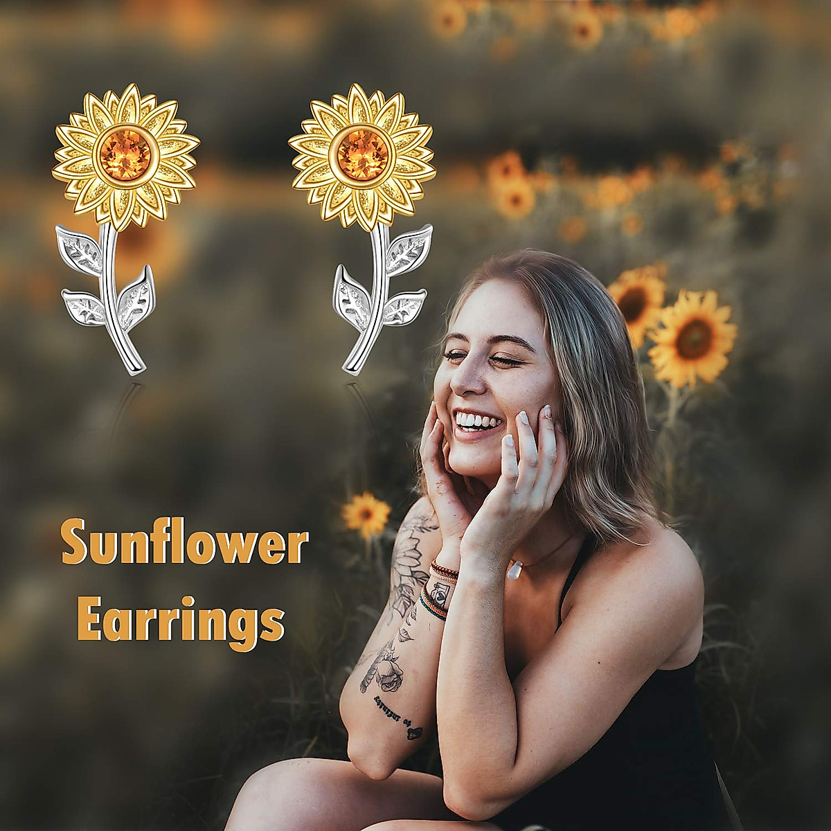 ONEFINITY Sunflower Earrings Sterling Silver Sunflower Stud Earrings for Women