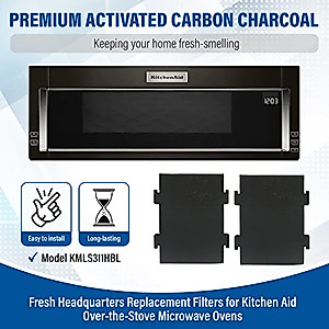 Replacement Air Filters for Microwave Oven – 2 Pack Activated Charcoal Filters Compatible with Kitchen Aid and Whirlpool Over The Range Microwave Hood Models