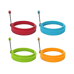 Food Grade Silicone Egg Rings, Multicolor, Egg Ring Molds for Cooking, Fried Egg Rings(4 Pack, 4 Inches)