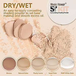 Meao Multi-layer 5 Colour Makeup Powder Compact Powder Make up Contour Face Bronzing Foundation Correcting Pressed Powder - Facial Base Contouring Beauty Cosmetics Bronzer Pallet Palette