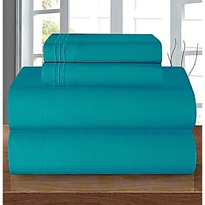 Elegant Comfort Luxury 1500 Premium Hotel Quality Microfiber 4-Piece Sheet Set - Wrinkle Resistant, All Around Elastic Fitted Sheet, Deep Pocket up to 16", Queen, Turquoise