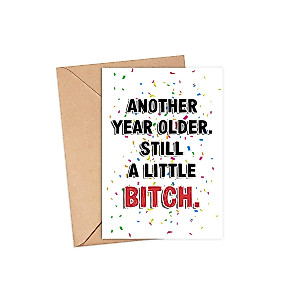 Emily gift Another Year Older. still A Little Bitch Card - Brother Sister Birthday Card - Funny Birthday Card - Sister Birthday Card - Birthday Card For Sibling