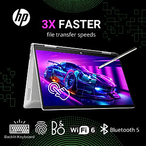 HP Pavilion x360 2 in 1 Laptop, 14" FHD Touchscreen, 12th Gen Intel 10-Core i5-1235U(Beat i7-1195G7), 8GB RAM - 1TB SSD, Stylus, Backlit Keyboard, Fingerprint, Alexa, WiFi 6, Windows 11 Home, Silver