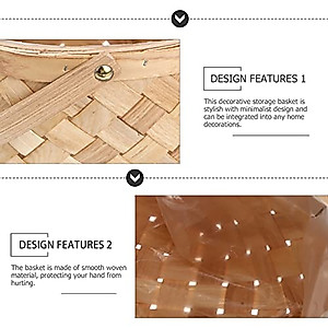 Handmade Rattan Storage Container Woven Storage Basket with Handle Seagrass Storage Basket Portable Flower Basket for Home Camping Wedding (Small)