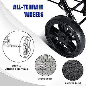 IRONMAX Grocery Shopping Cart, Foldable Heavy Duty Utility Cart w/Large Wheels for Easy Installation and Removal, Lightweight Trolley Cart for Grocery Laundry Luggage (Black)