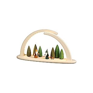 Seiffener Volkskunst German Candle Arch LED, Length 42 cm / 17 inch, Natural, electrically Illuminated, Original Erzgebirge