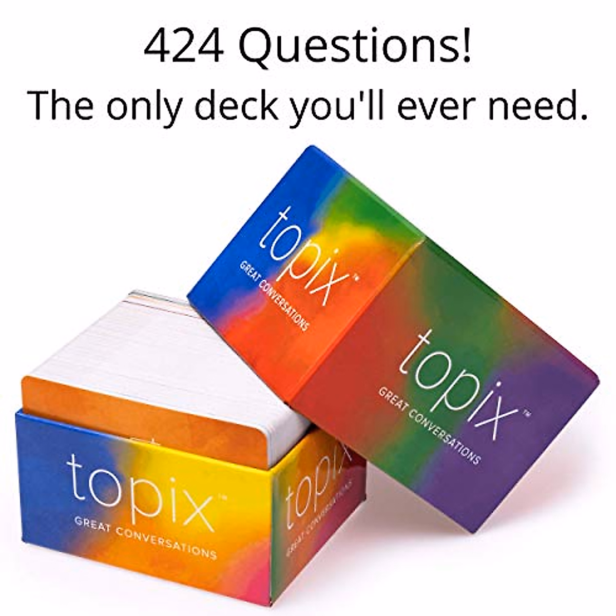 TOPIX - 424 Conversation Starters, Family Dinner Conversation Cards & Date Night Ice Breaker Topics. Uncommon Questions Stimulate Reflection for Married Couple or Old Friends, Recall Our Best Moments