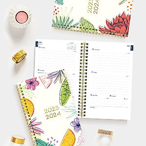 Blueline Essential Academic Weekly/Monthly Planner, 13 Months, July 2023 to July 2024, Gold Twin-Wire Binding, Poly Cover, 8" x 5", Tropical Design, Citrus (CA114PM.02-24)