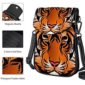 Unicey Striped Bengal Tiger Leather Phone Purse, Small Crossbody Bag Wallet Purses and Handbags for Women