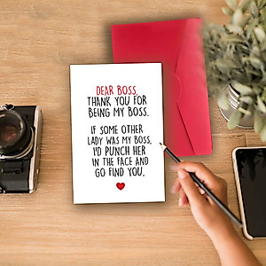 Huameigf Happy Boss’s Day Card for Boss Lady, Cute Card Gifts for Boss Lady, Funny Boss Birthday Card from Employee, Dear Boss Lady Gifts for Women Her