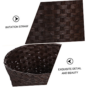 Simple Rattan Woven Basket Basket can Fish Tank Mermaid Camping Wooden Trash can Recycle bin Waste Paper Decorative Laundry Hamper Storage Barrel Flowers vase