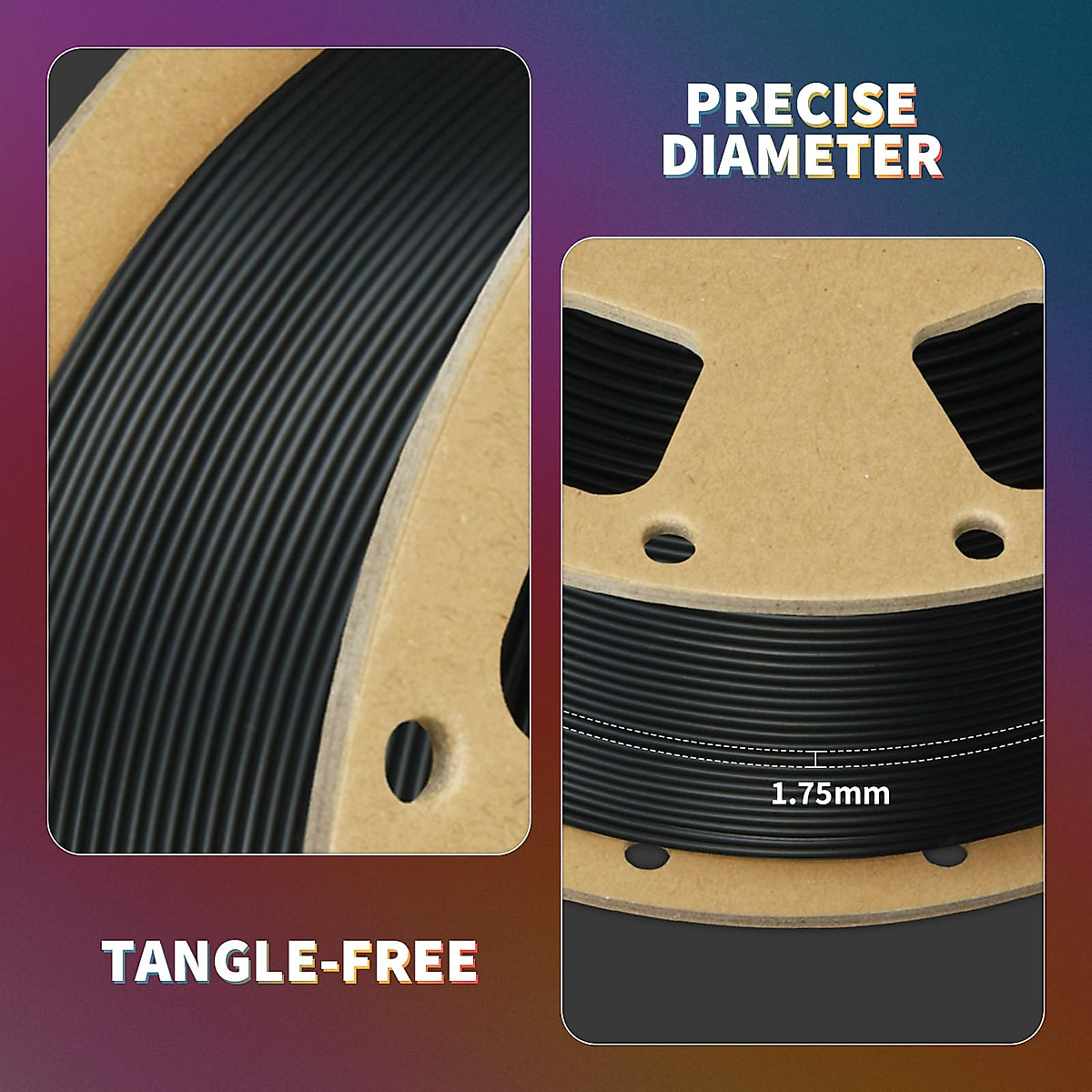 OVERTURE PLA Filament 1.75mm PLA 3D Printer Filament, 1kg Cardboard Spool (2.2lbs), Dimensional Accuracy +/- 0.02mm, Fit Most FDM Printer (Black 1-Pack)