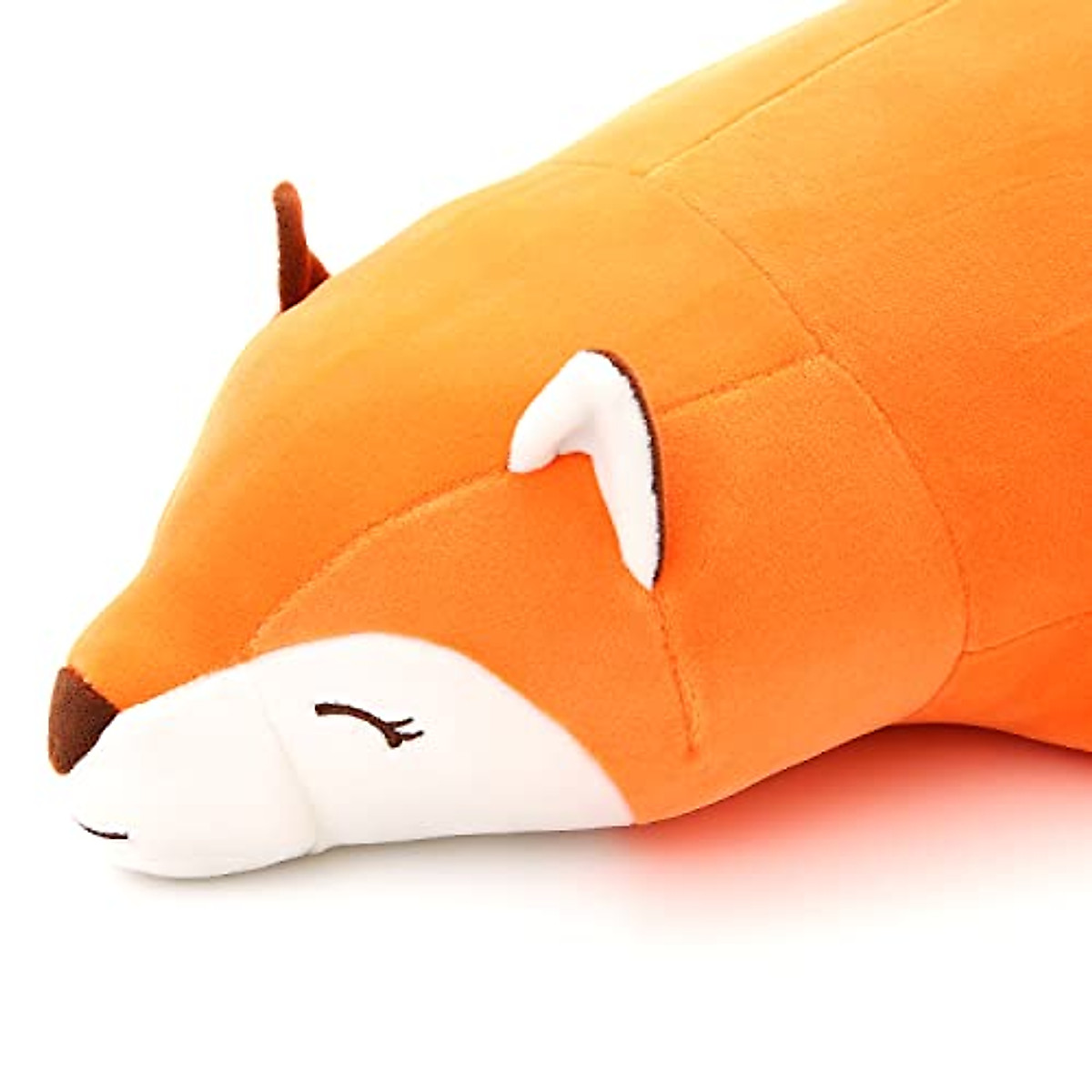 Niuniu Daddy Fox Stuffed Animals Not Weighted, Cute Big Lying Fox Plush Toy, 18.1in Kawaii Soft Plushies, Hugging Body Pillow for Christmas/Birthday/Party Gifts Presents for Kids Girls Boys Adults