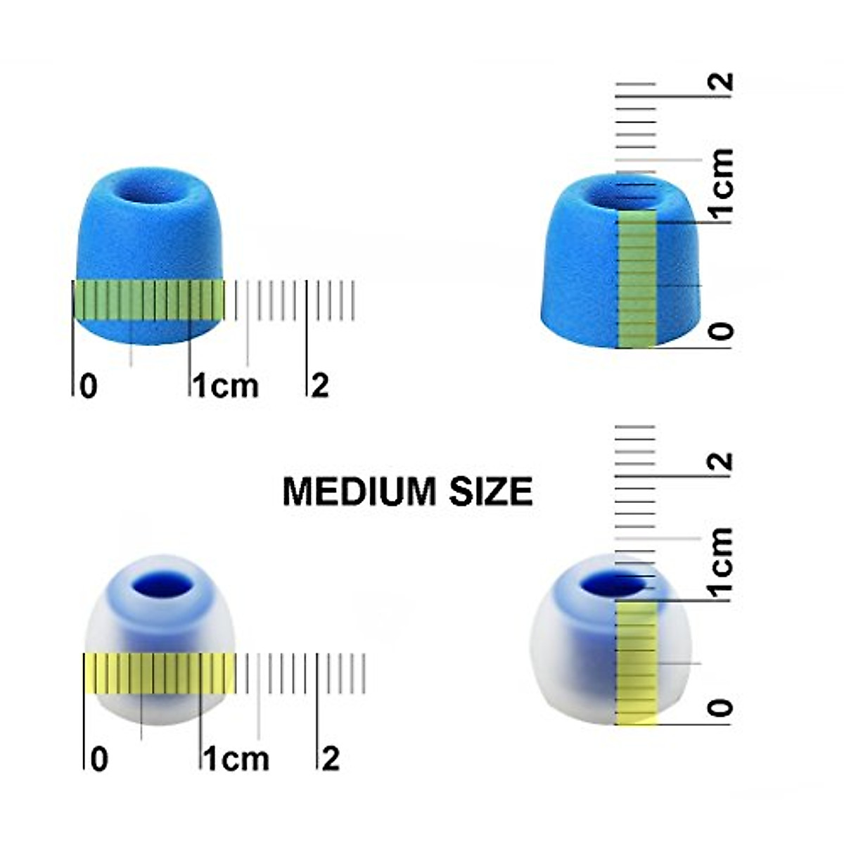 8pcs (BLMF-CLBL)- Medium (M) Premium Memory Foam and Silicone Replacement Eartips Earbuds Compatible with Jaybird X4, X3, Freedom F5 and Jaybird RUN In Ear Earphones Headphones