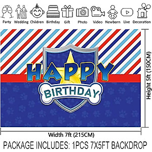 Yriujul 84x60inches Navy Dog Paw Logo Backdrop Birthday Party Banner Decorations Boys Girls Photography Background Photo Booth Props