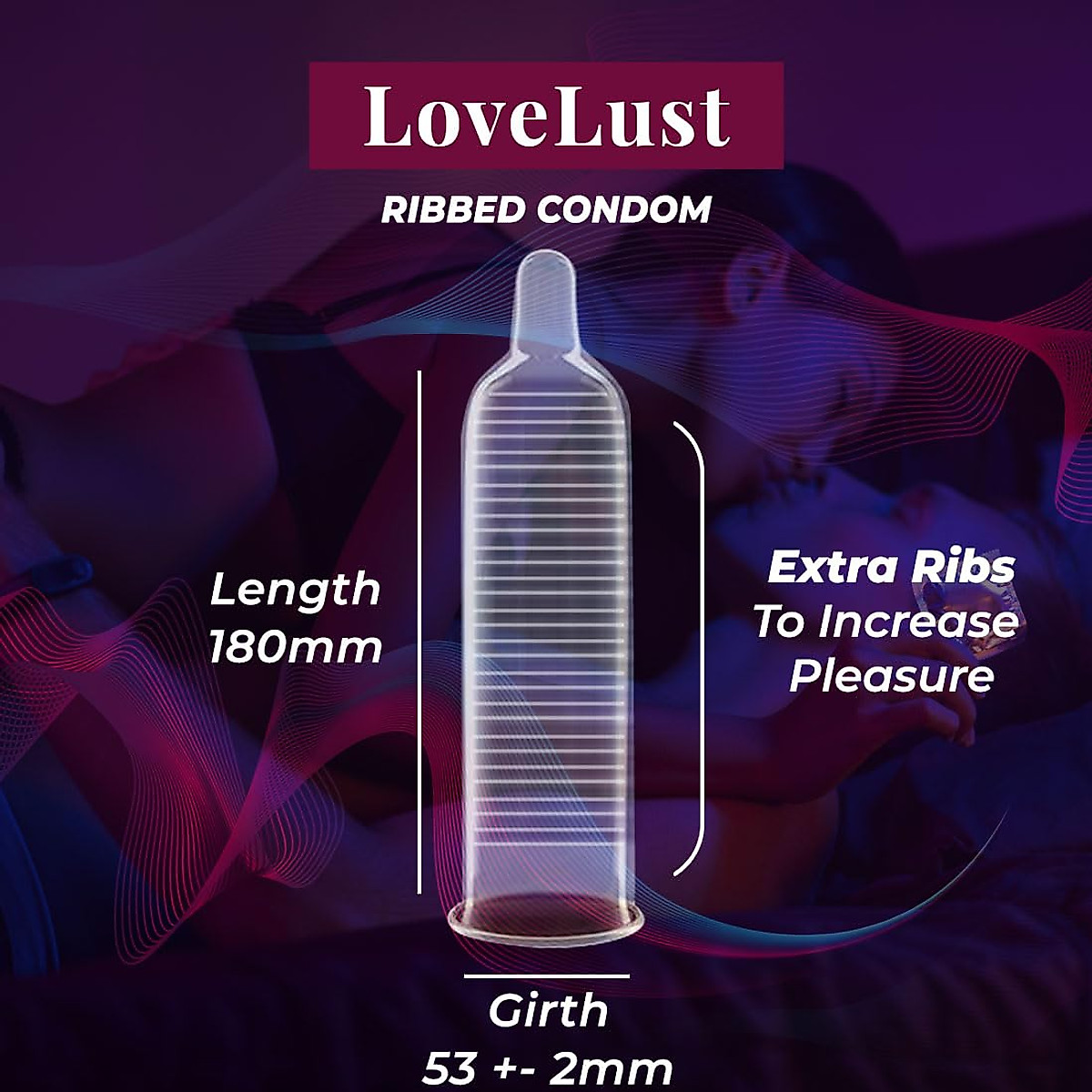 NottyBoy LoveLust Ultra Ribbed Condoms for Men - 36 Count
