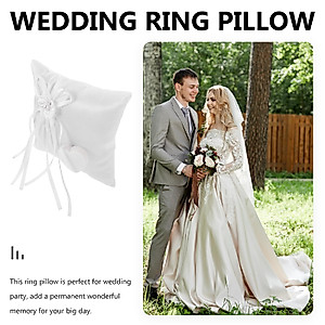 Veemoon Ring Bearer Pillow, 7.86 in Decor Bridal Wedding White Ring Holder Bearer Pillow for Beach Wedding Party