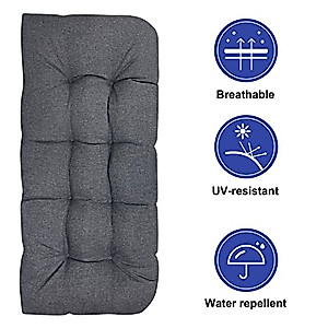 INFBLUE Tufted Bench Cushion for Outdoor Furniture Patio Swing Cushions Overstuffed Outdoor Loveseat Cushions with Round Corner 44" x 19" (44'' x 19'' x 5'', Dark Grey)