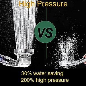 Filtered Shower Head, 3 Settings Shower Heads with Handheld Spray, High Pressure Shower Head with Hose 79" Extra Long Shower Hose & Holder, Purifying Filtration 7 Natural Crystalya Stone Beads