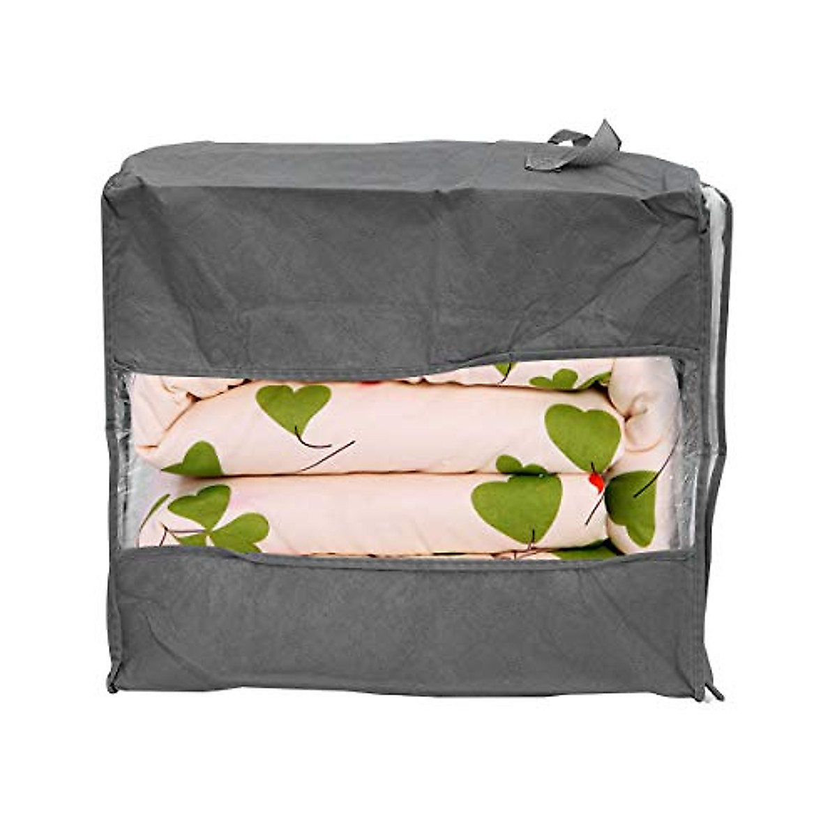 BESTOMZ Blanket Bag with Zipper and Handles Large Storage Bag for Comforters Clothes Grey 44x30x48cm (Zipper Color Random)