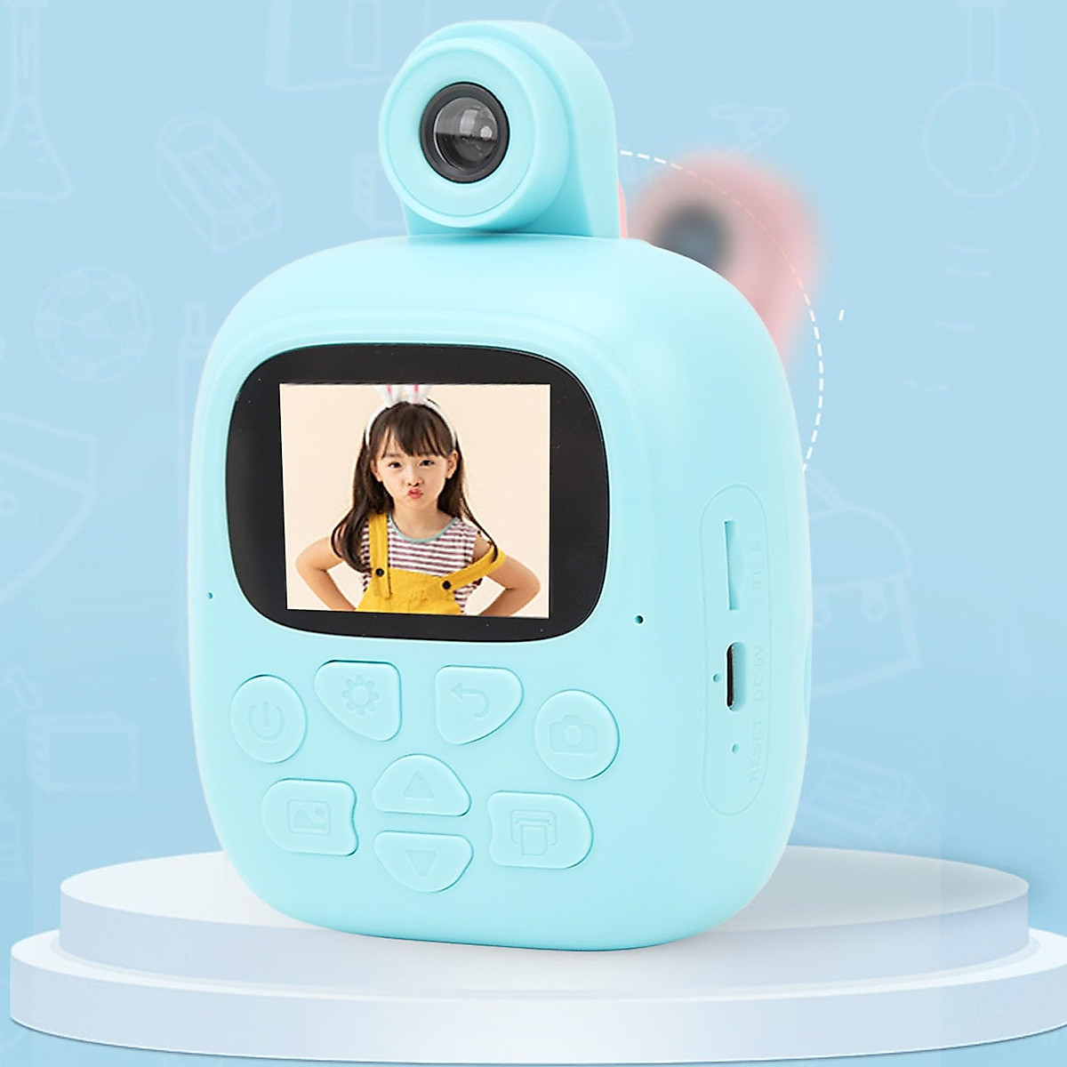 Kids Digital Printing Camera, 24MP 720P HD Recording Kids Digital Printing Camera for Travel (Blue)