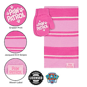 Nickelodeon Girls Toddler Winter Hat, Scarf & Mittens Set 2-4 Or Paw Patrol Marshall Hat, Scarves & Kids Gloves Sets 4-7